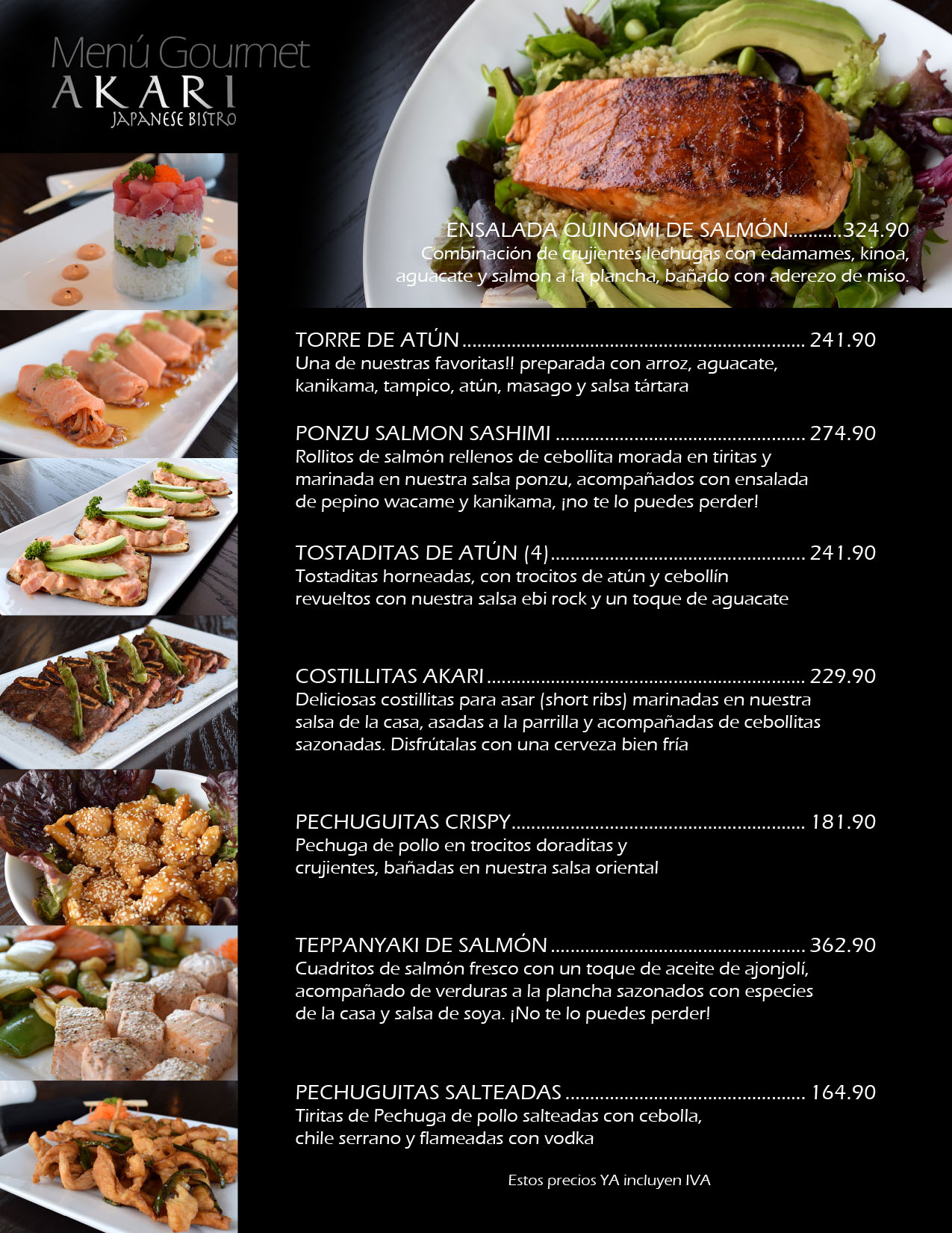 Menus AKARI Bistro